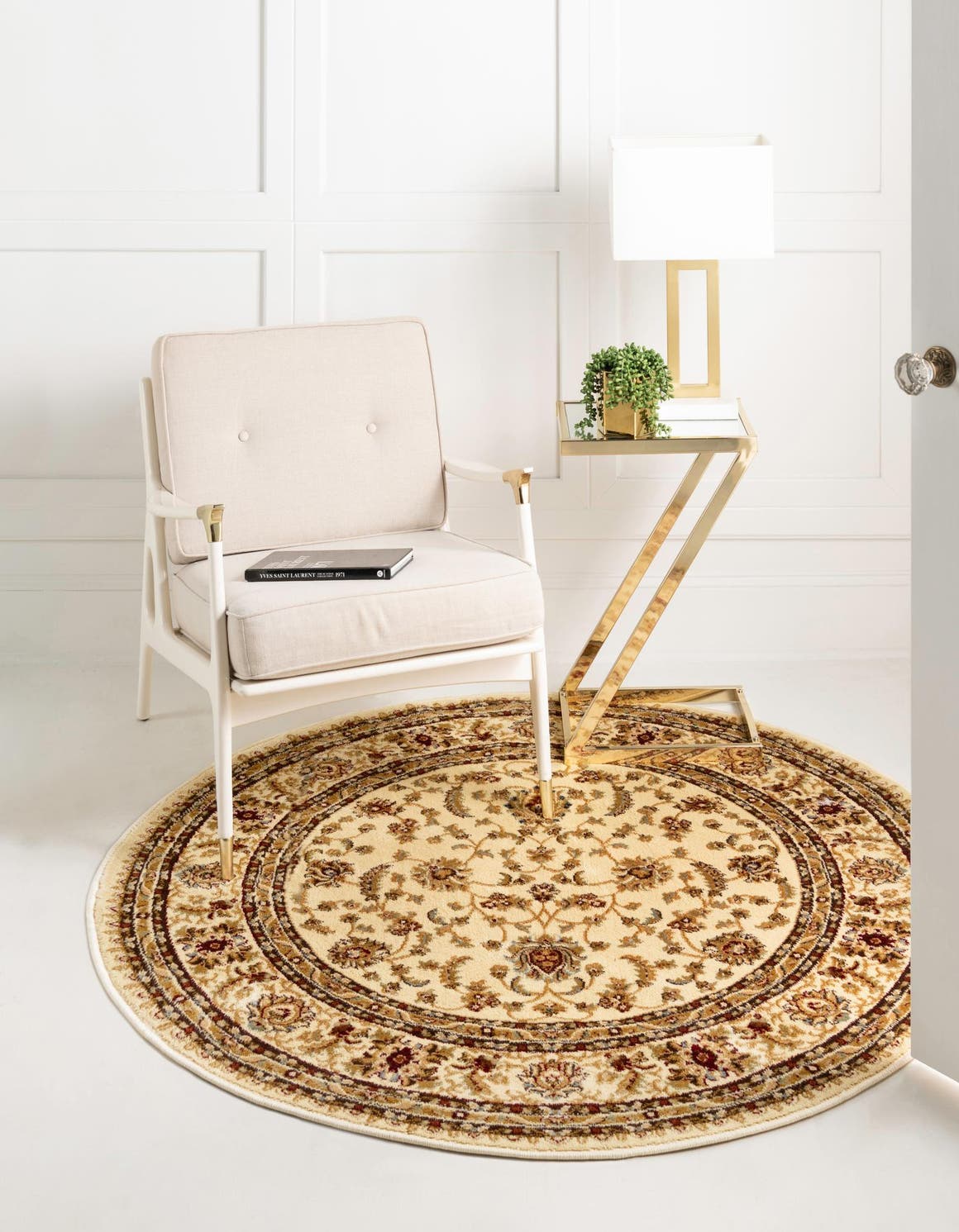 Cream 6' x 6' Classic Agra Round Rug | eSaleRugs
