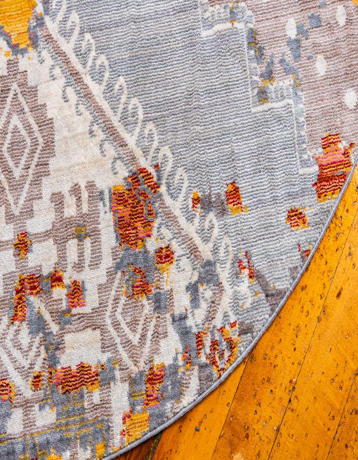 Gray 6' x 6' Aqua Round Rug | eSaleRugs