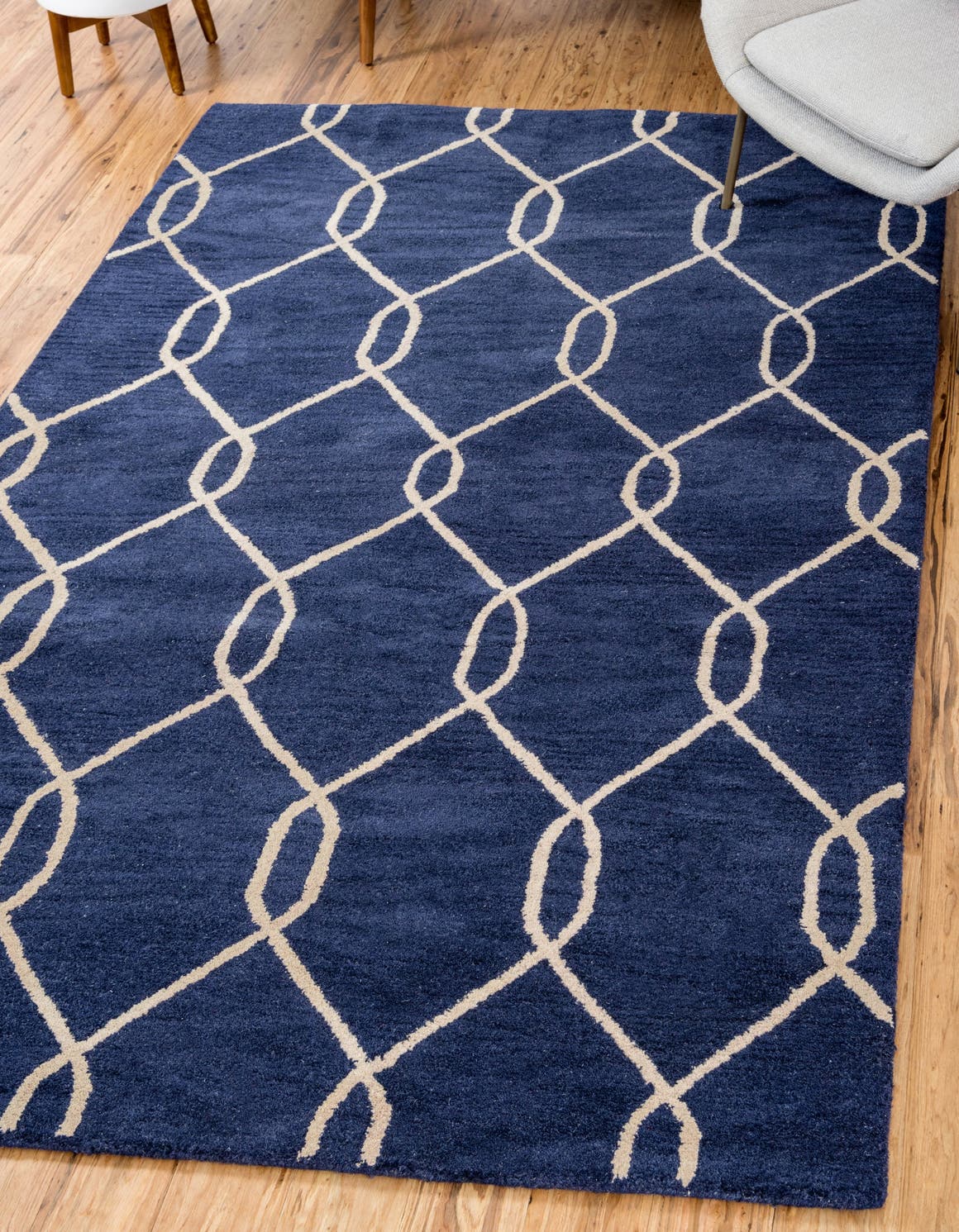 Navy Blue 5' x 7' 10 Trellis Rug | eSaleRugs