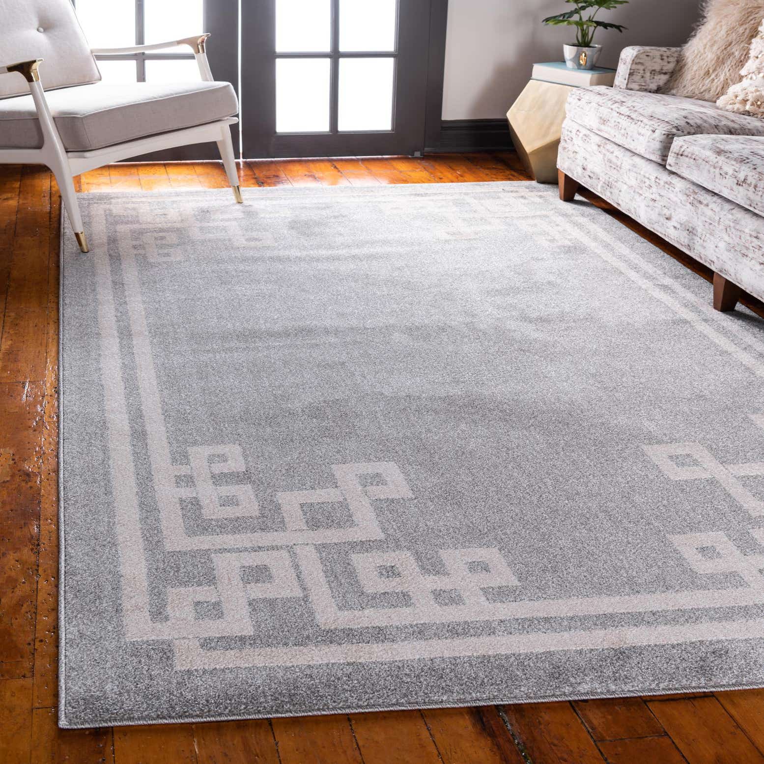 Gray 7' x 10' Greek Key Rug | eSaleRugs
