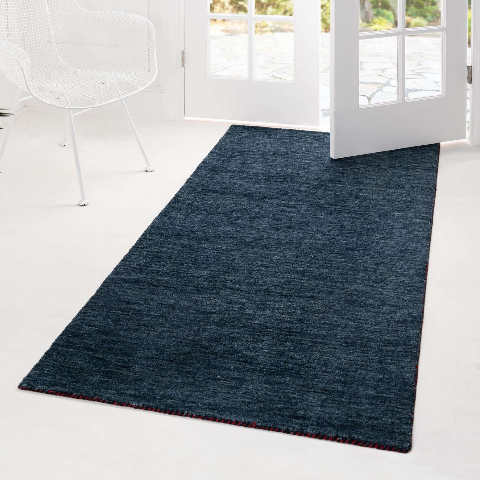 Navy Blue 80cm X 200cm Solid Gabbeh Runner Rug AU Rugs Navy Blue 80cm X 200cm Solid Gabbeh Runner Rug AU Rugs