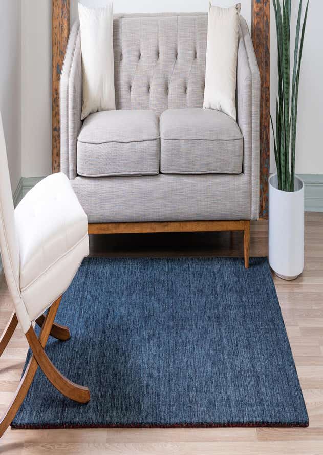 Navy Blue 5' 3 x 7' 5 Solid Gabbeh Rug | Rugs.com