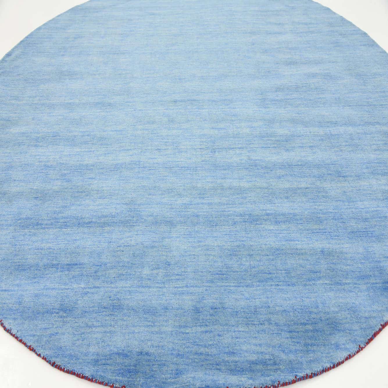 Light Blue 9' 10 x 9' 10 Solid Gabbeh Round Rug | Rugs.com