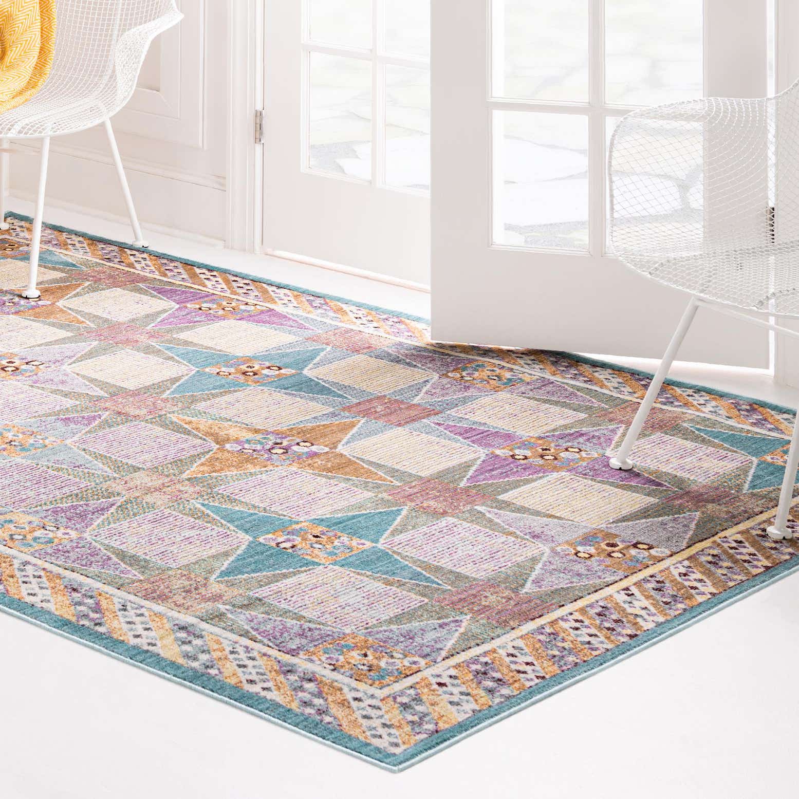 Multicolor 9' x 12' Aqua Rug | eSaleRugs