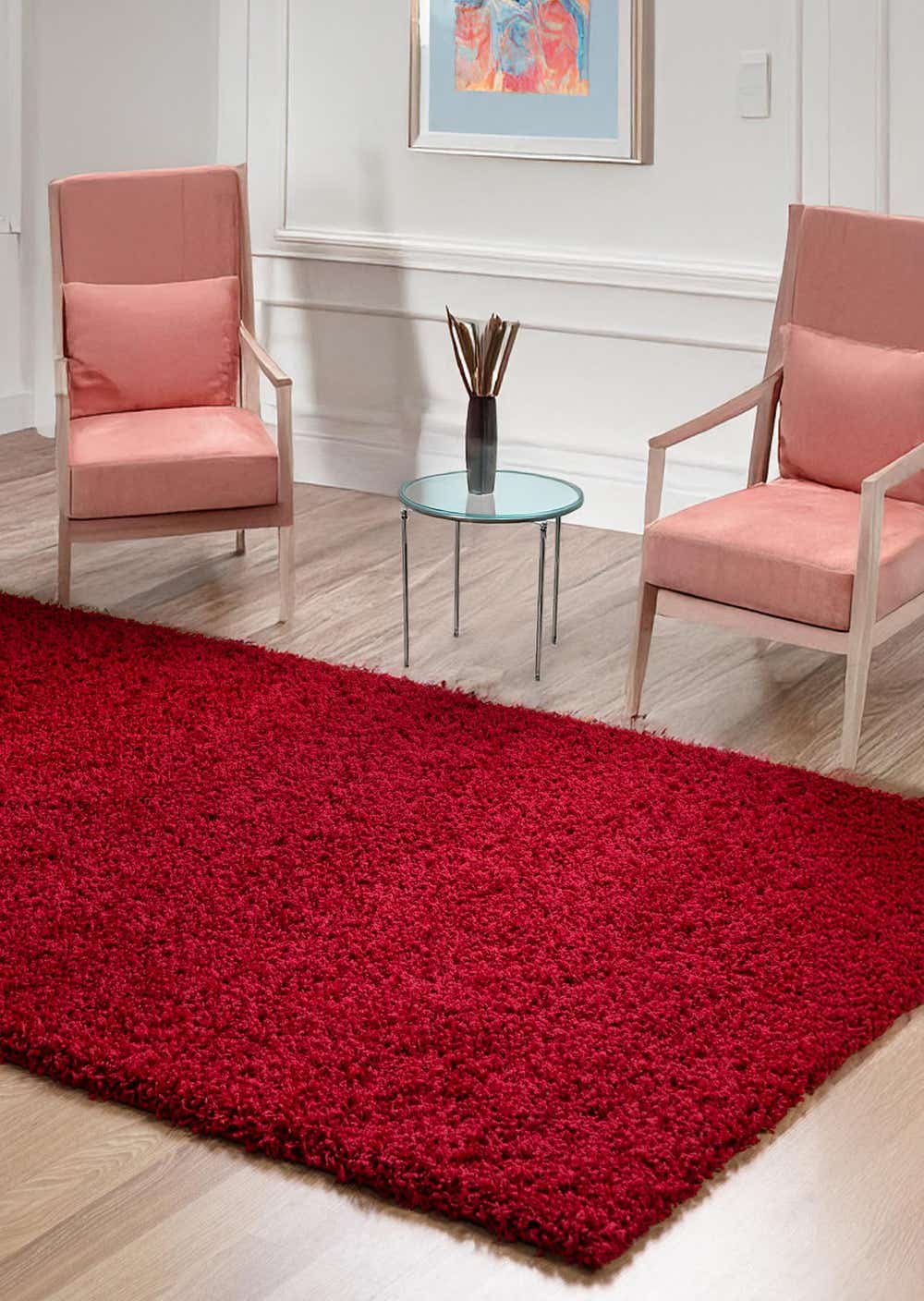 Cherry Red 8' x 10' Solid Shag Rug | eSaleRugs