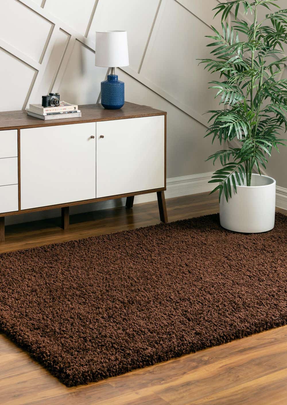 Chocolate Brown 9' x 12' Solid Shag Rug | eSaleRugs