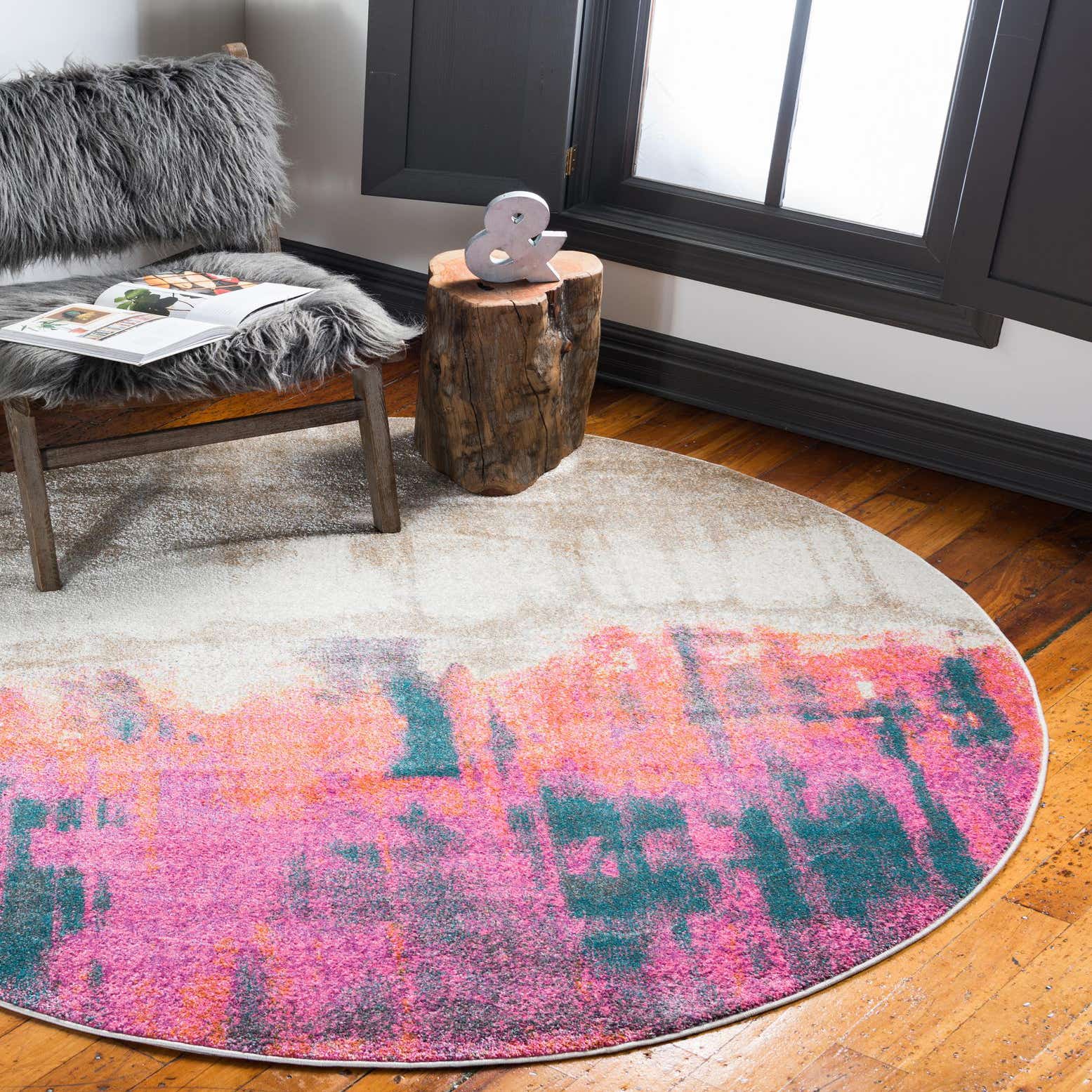 Pink 6' x 6' Aria Round Rug | eSaleRugs