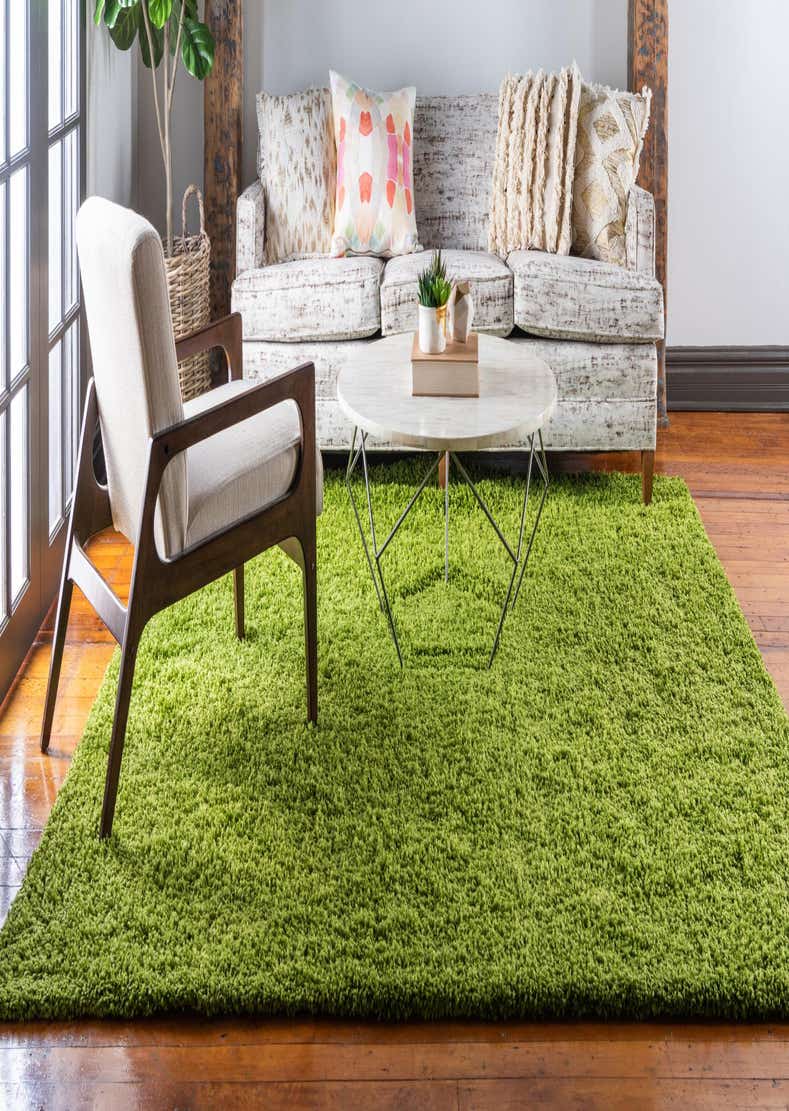 Grass Green 8' x 8' Solid Shag Square Rug | Rugs.com