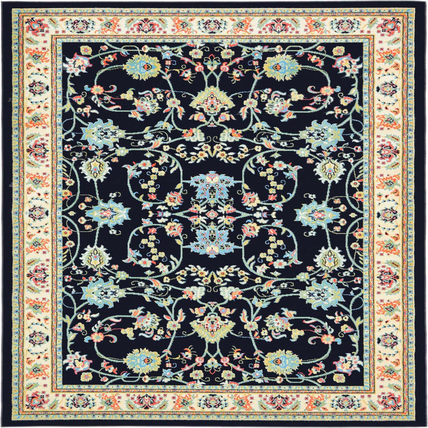 Navy Blue 7' x 10' Kashan Design Rug | eSaleRugs