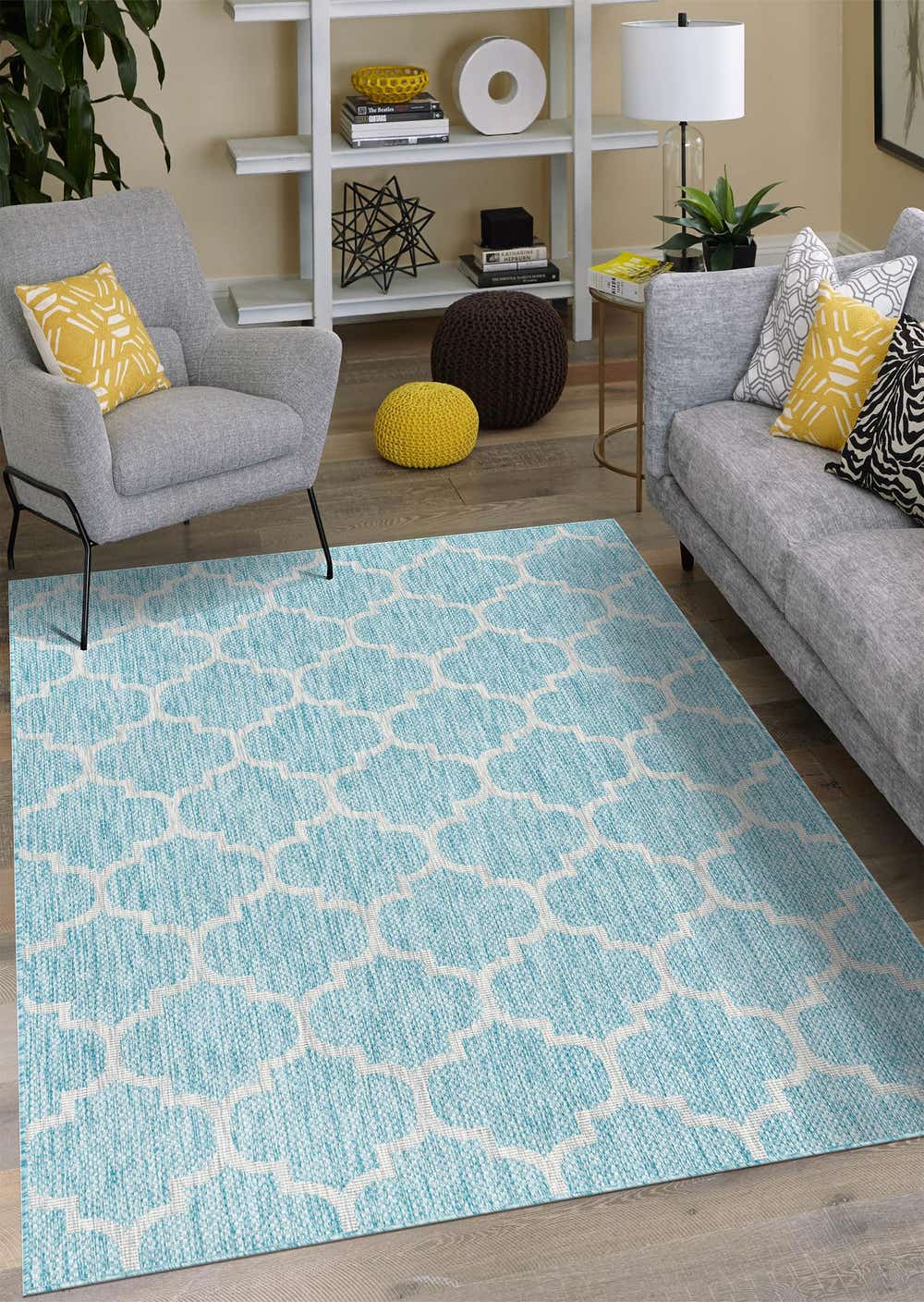 Aquamarine 8' x 11' 4 Outdoor Trellis Indoor / Outdoor Rug | eSaleRugs