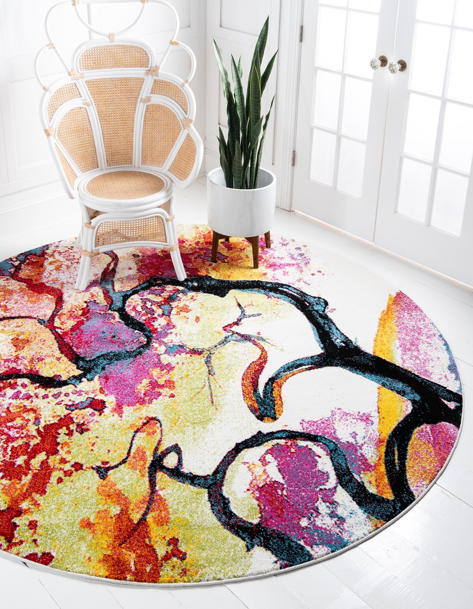 Multicolor 183cm x 183cm Florence Round Rug | iRugs Singapore