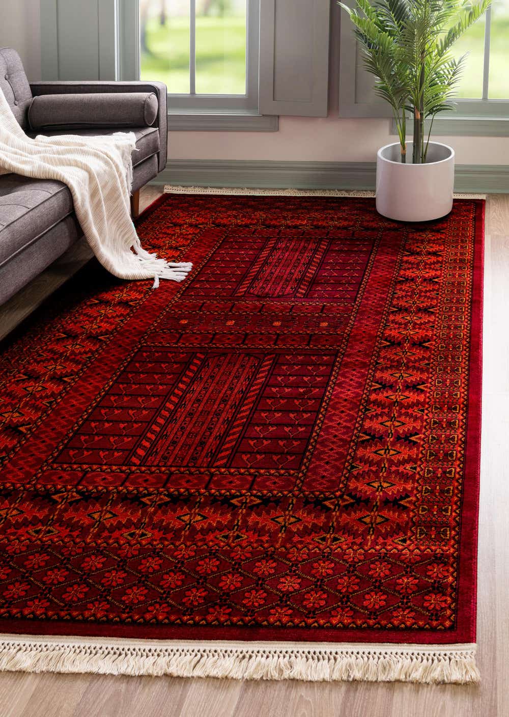 Red 6' x 9' Bokhara Rug | eSaleRugs