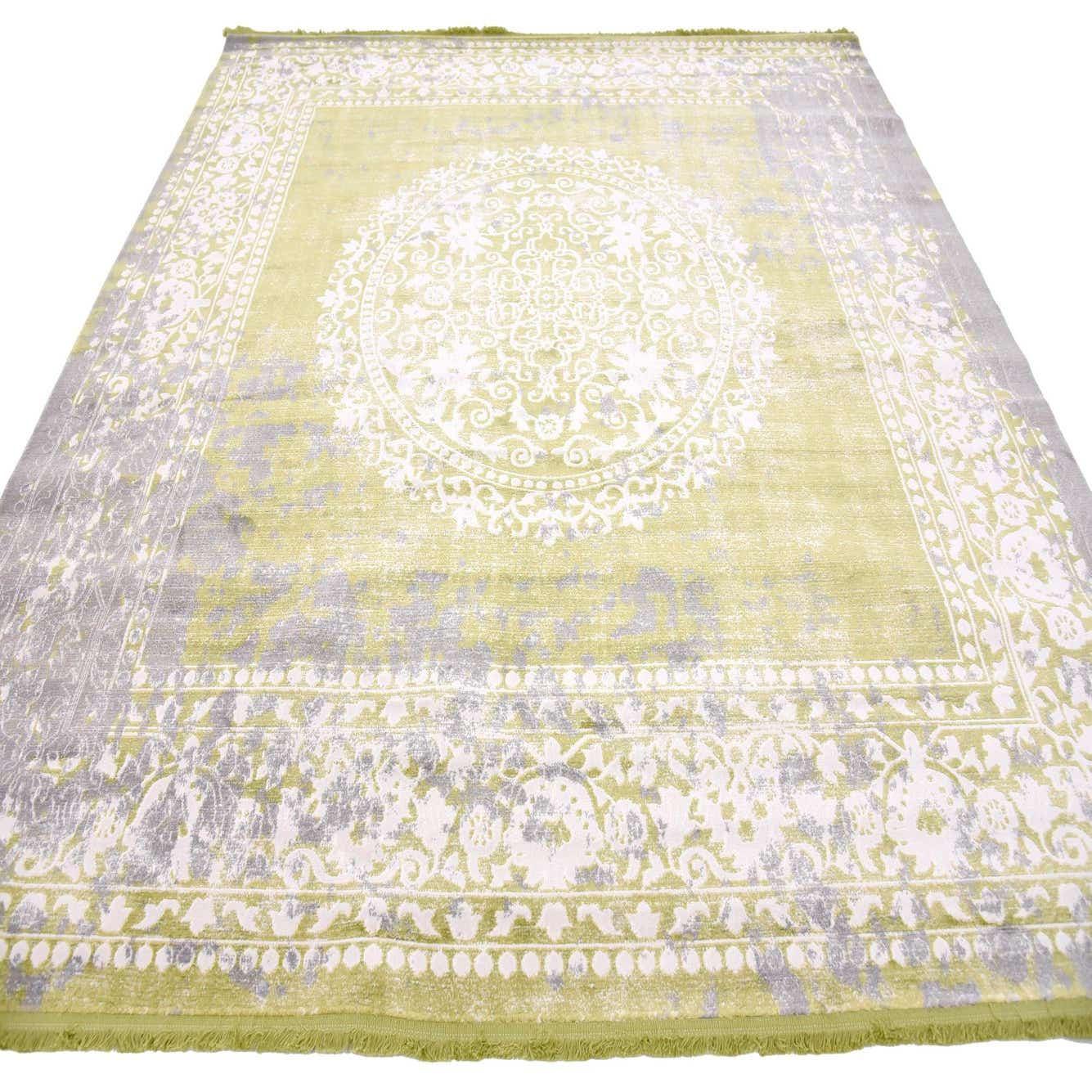 Light Green 8' x 8' Modern Classical Square Rug | Rugs.com