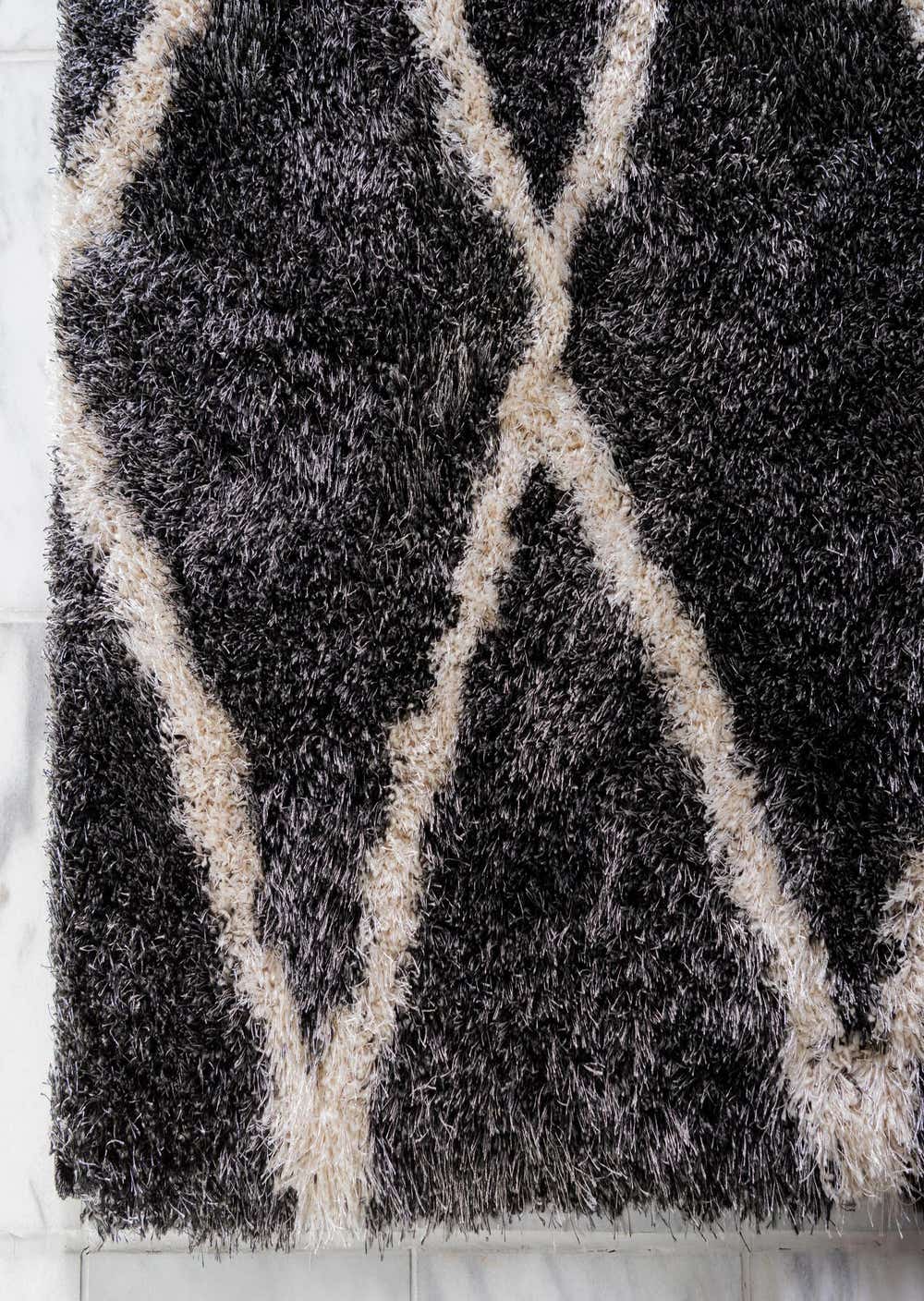 Black 7' x 10' Luxe Trellis Shag Rug | eSaleRugs