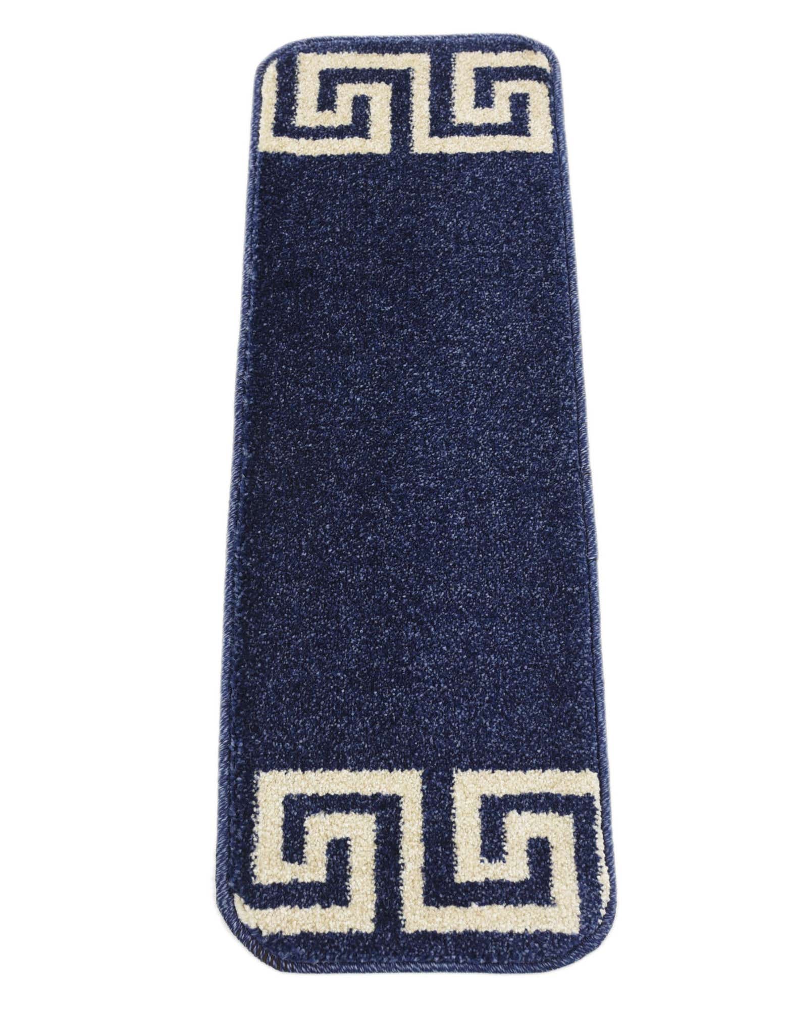Navy Blue 0' 9 x 2' 6 Greek Key Stair Stair Tread Rug | eSaleRugs