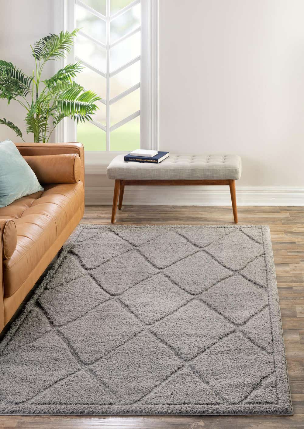Gray 9' x 12' Trellis Shag Rug | eSaleRugs