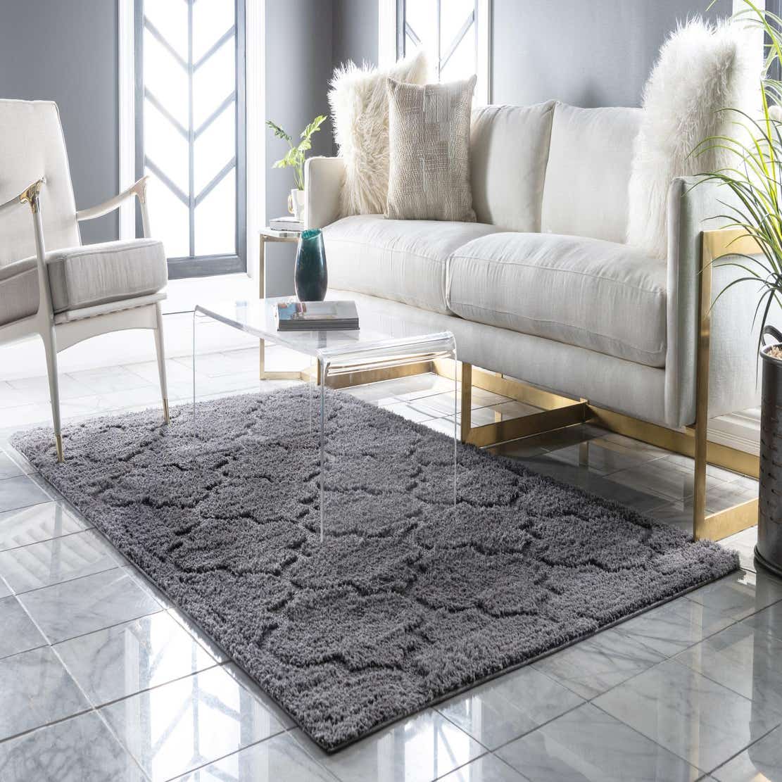 Dark Gray 8' x 10' Trellis Shag Rug | eSaleRugs