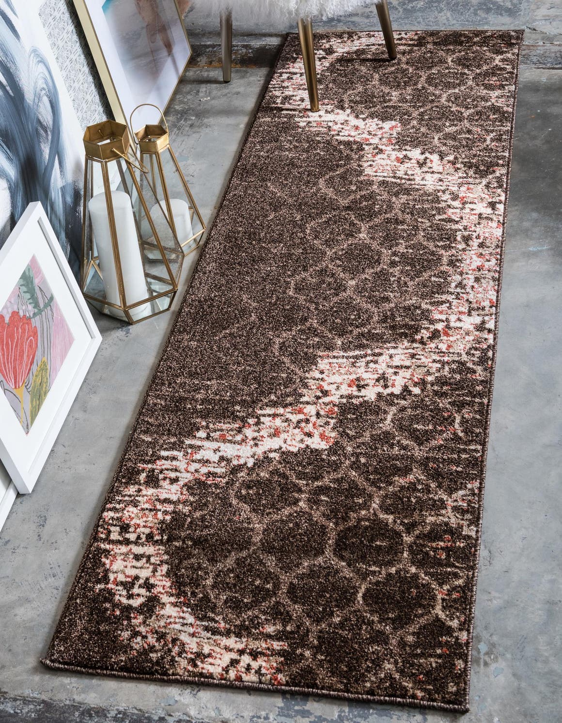 Brown 2' 7 x 10' Trellis Runner Rug | eSaleRugs