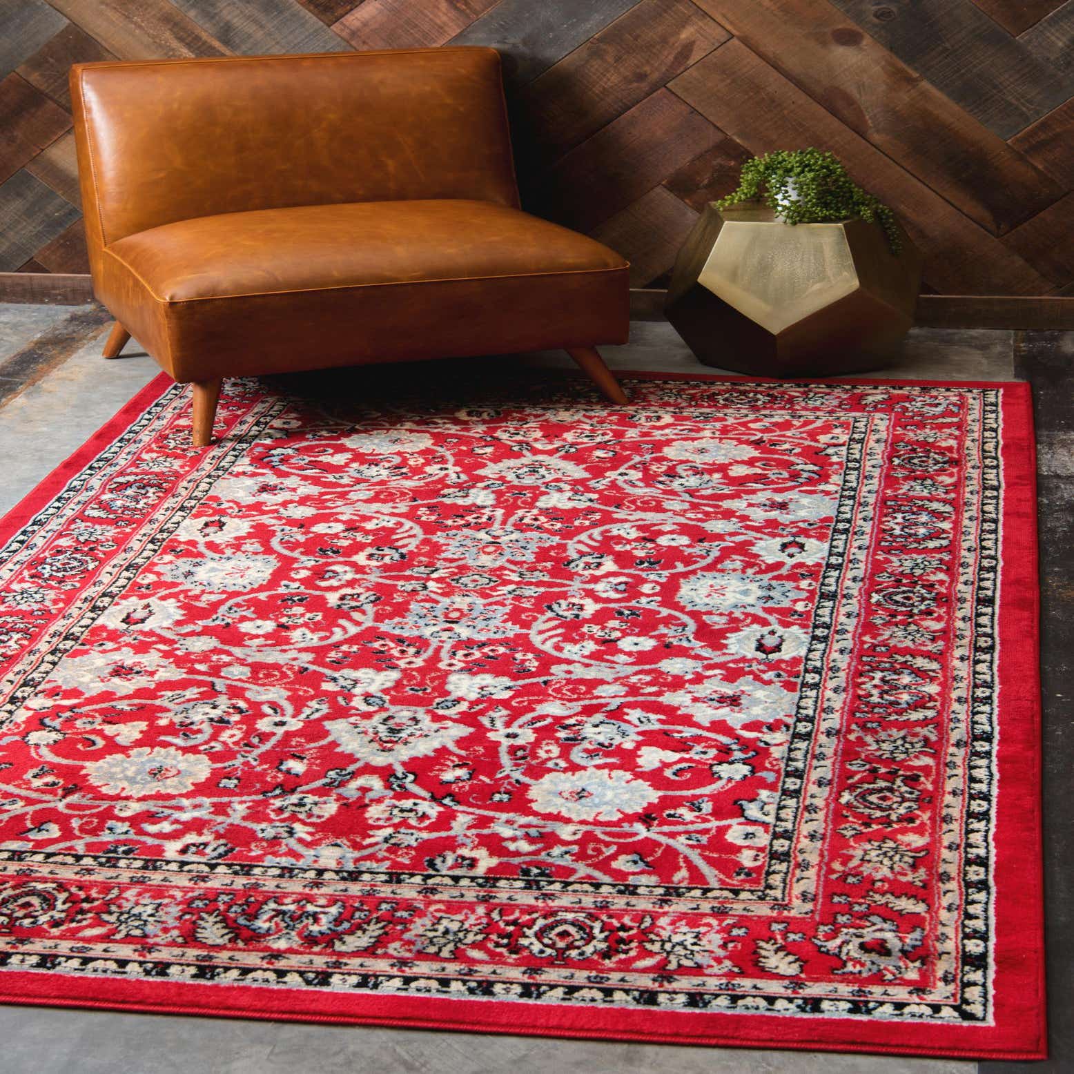 Red 5' x 8' Kashan Design Rug | eSaleRugs
