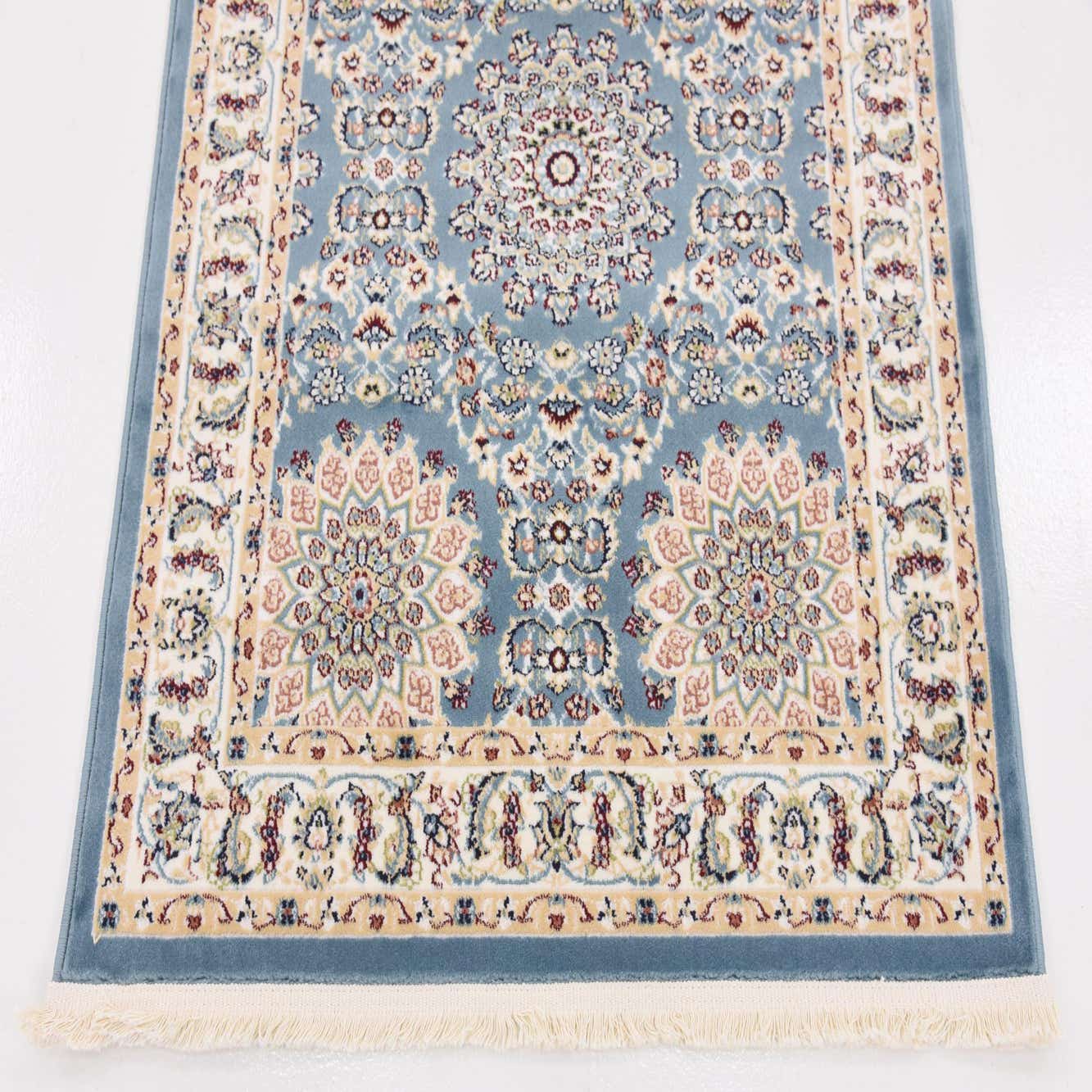 Blue 3' x 13' Nain Design Runner Rug | eSaleRugs