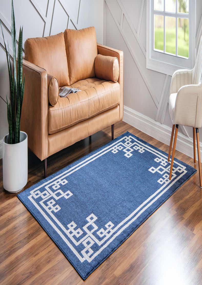 Dark Blue 7' x 10' Greek Key Rug | eSaleRugs