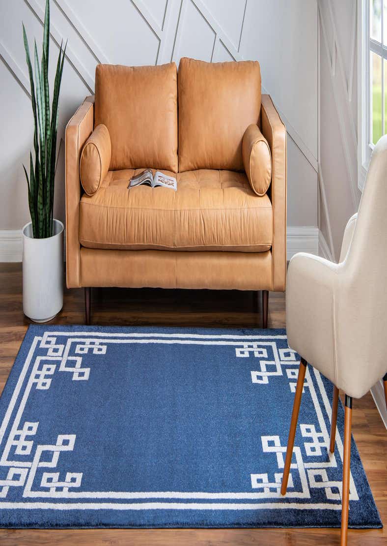 Dark Blue 5' x 8' Greek Key Rug | eSaleRugs