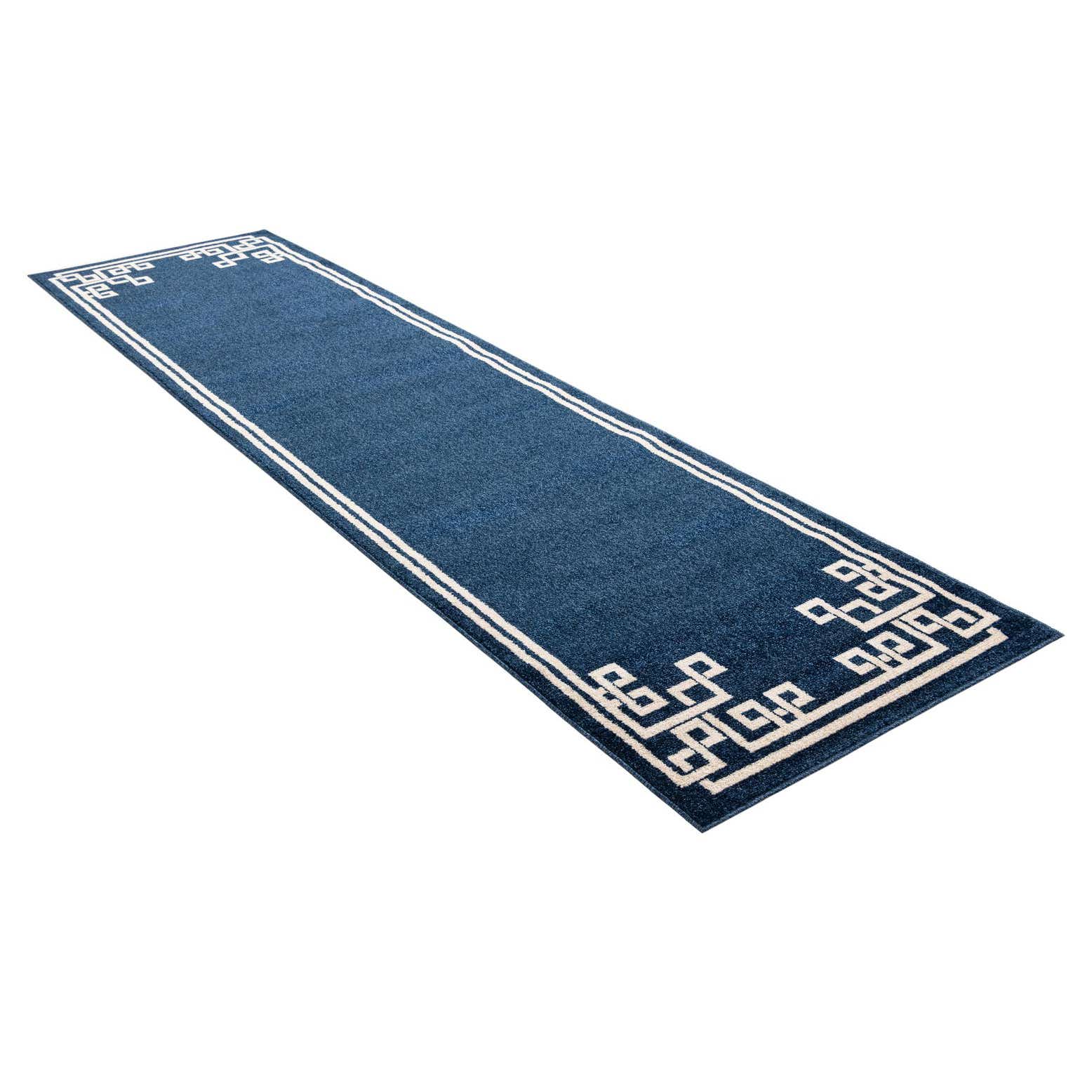 Dark Blue 2' 7 x 10' Greek Key Runner Rug | eSaleRugs