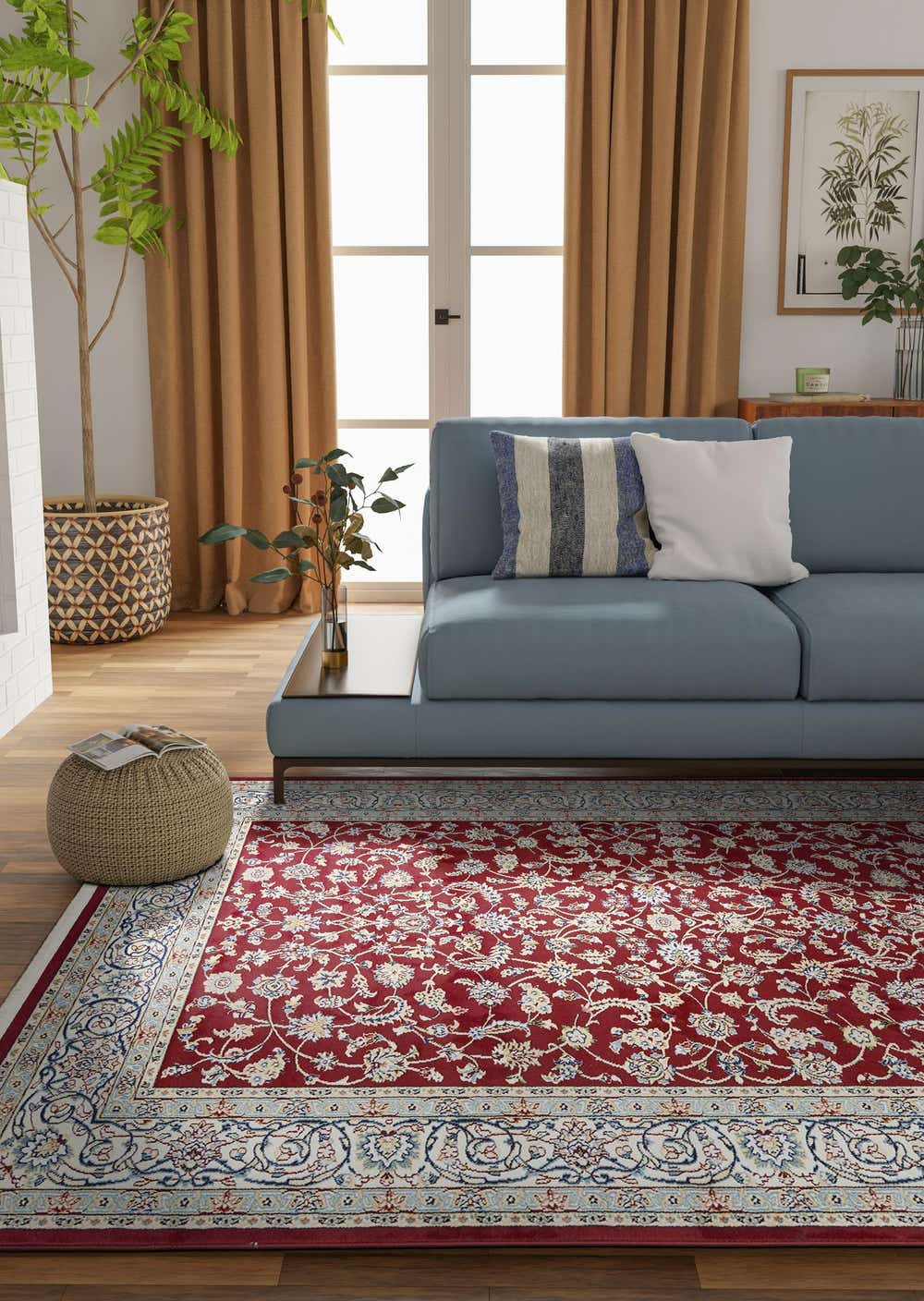 Burgundy 5' x 8' Nain Design Rug | eSaleRugs