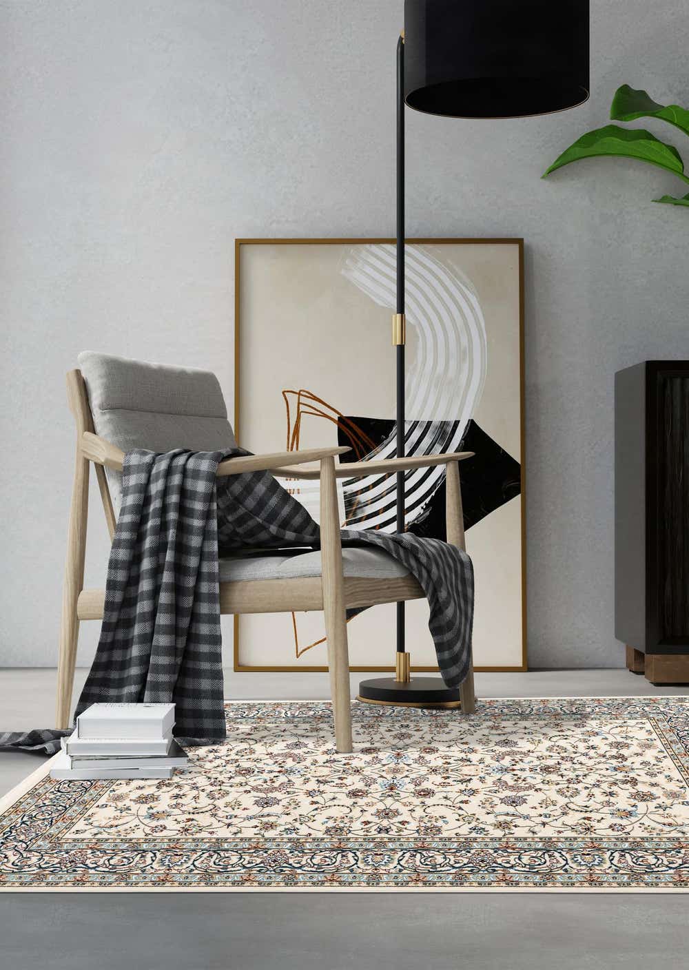 Ivory 5' x 8' Nain Design Rug | eSaleRugs