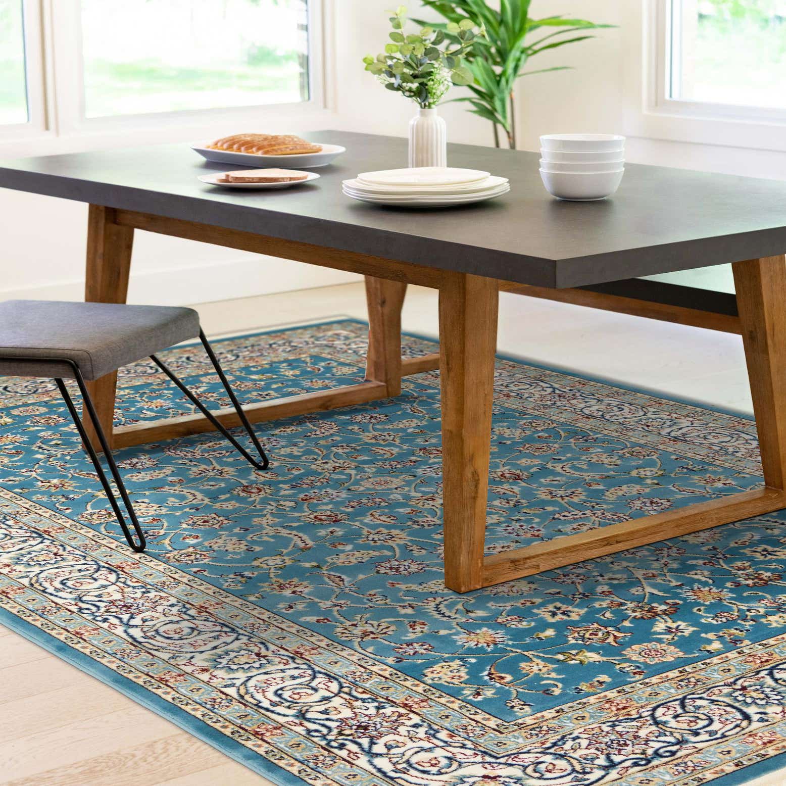 Blue 5' x 8' Nain Design Rug | eSaleRugs