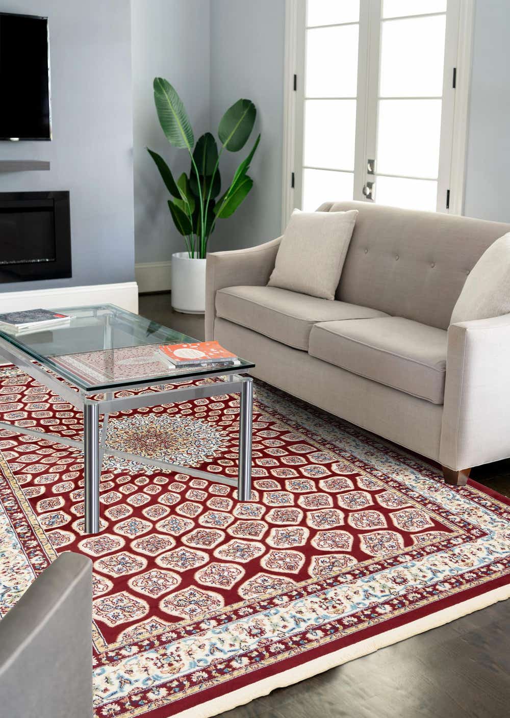 Burgundy 5' x 8' Nain Design Rug | eSaleRugs