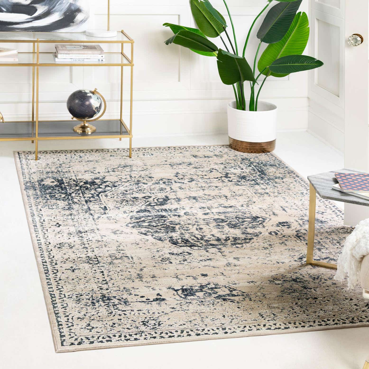 Dark Blue 8' x 10' Villa Rug | eSaleRugs