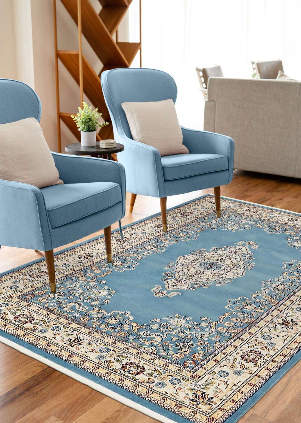Blue 5' x 8' Nain Design Rug | eSaleRugs