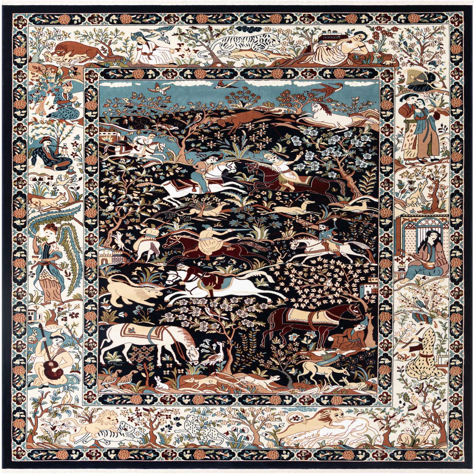 Navy Blue 8' x 10' Nain Design Rug | eSaleRugs