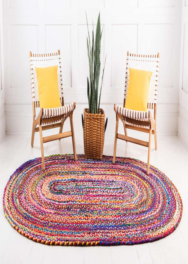 Multicolor 8' x 10' Hand Braided Oval Rug | Rugs.com