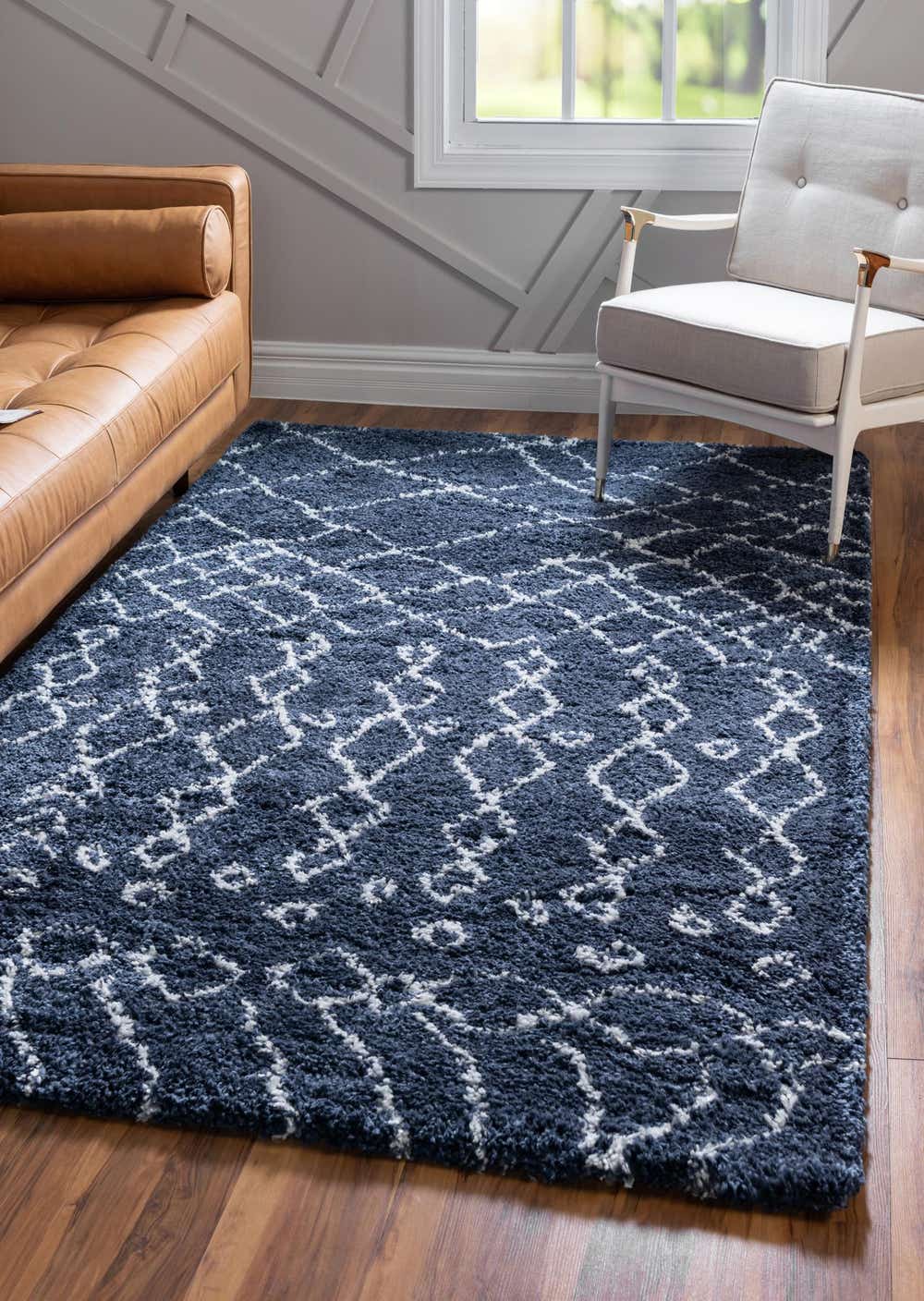 Navy Blue 8' x 10' Marrakesh Shag Rug | eSaleRugs