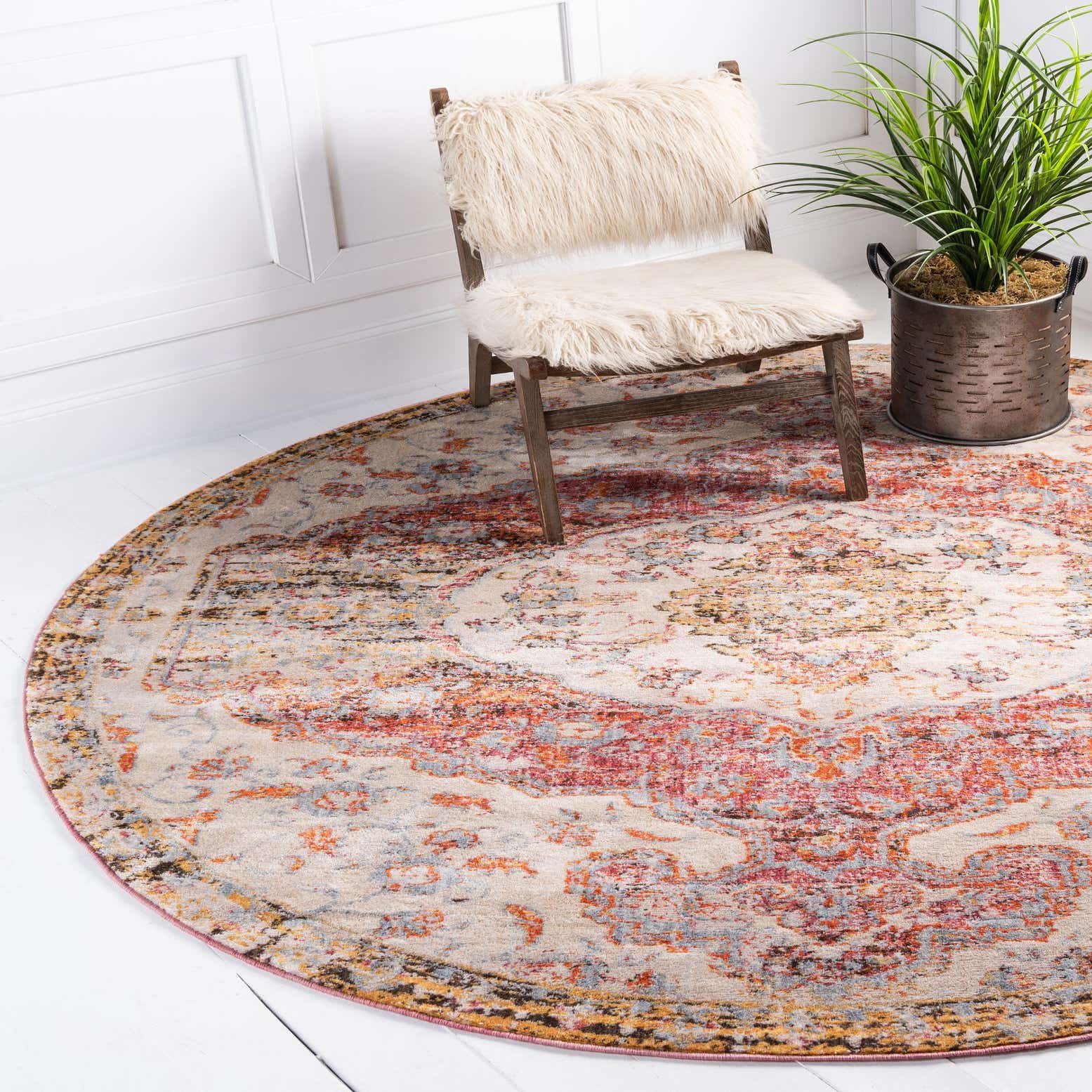 Multicolor 8' x 8' Oxfordshire Round Rug | Rugs.com