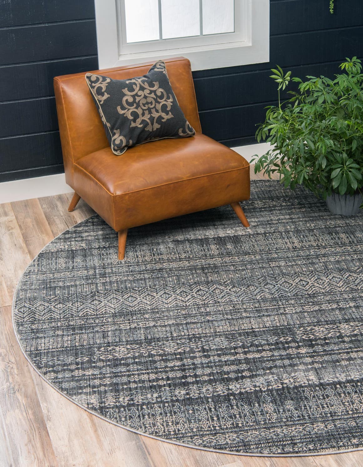 Gray 8' x 8' Solaris Round Rug | eSaleRugs
