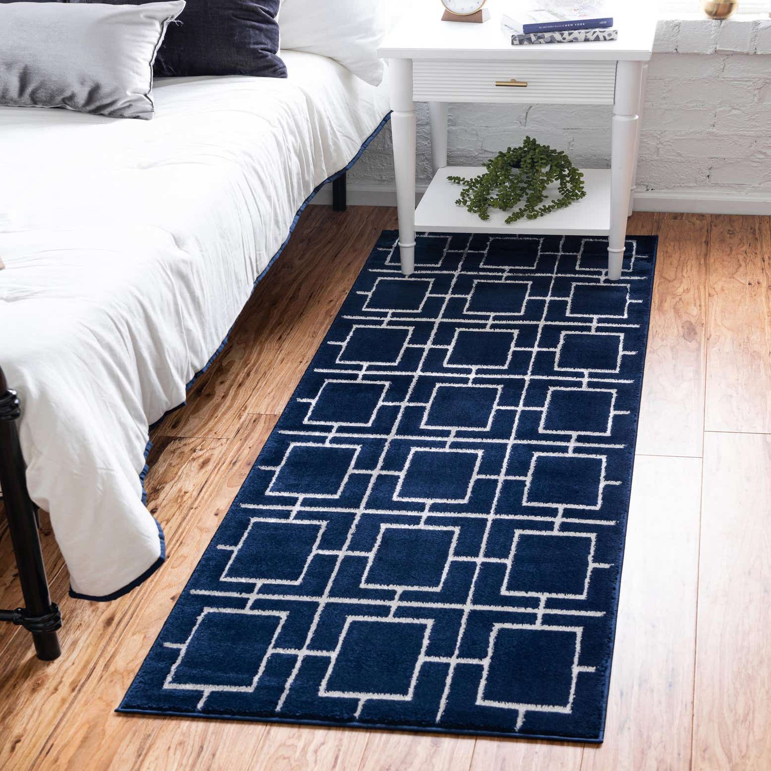 Navy Blue Silver 2' x 6' Marilyn Monroe™ Glam Deco Runner Rug | eSaleRugs