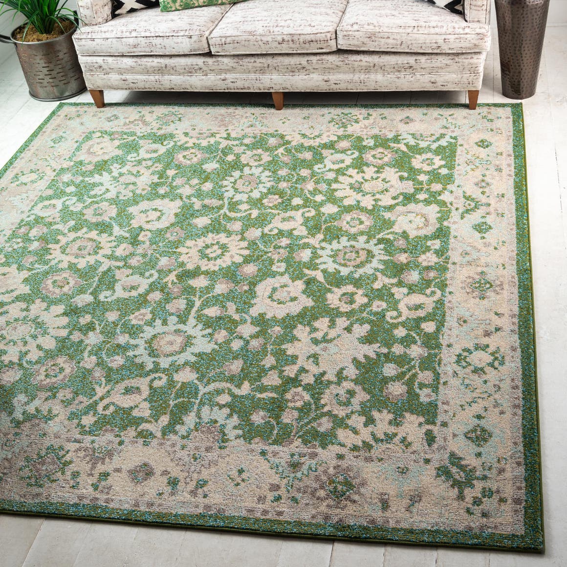 Green 8' x 8' Madeline Square Rug | Rugs.com