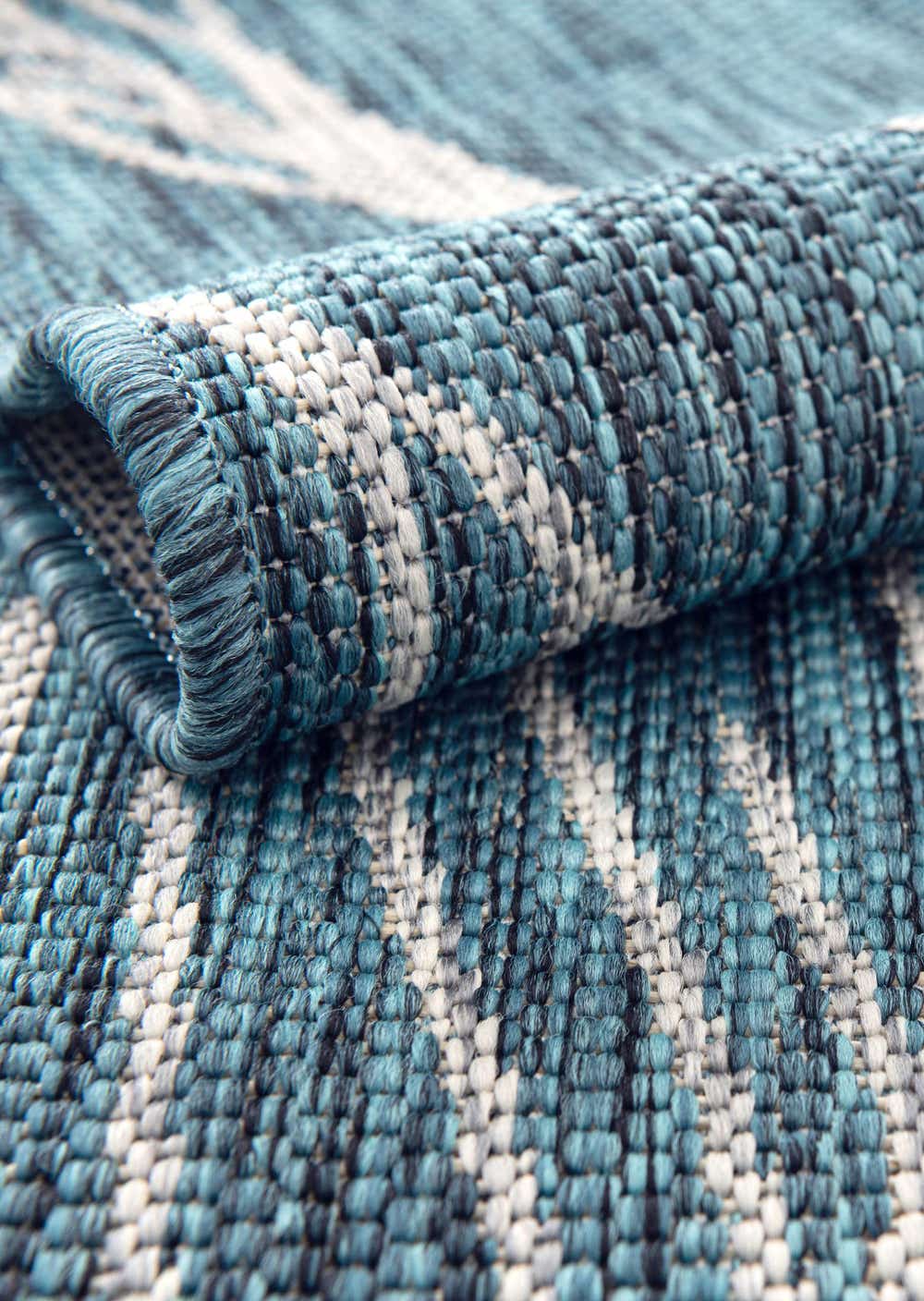 Teal 8' x 11' 4 Outdoor Botanical Indoor / Outdoor Rug | eSaleRugs