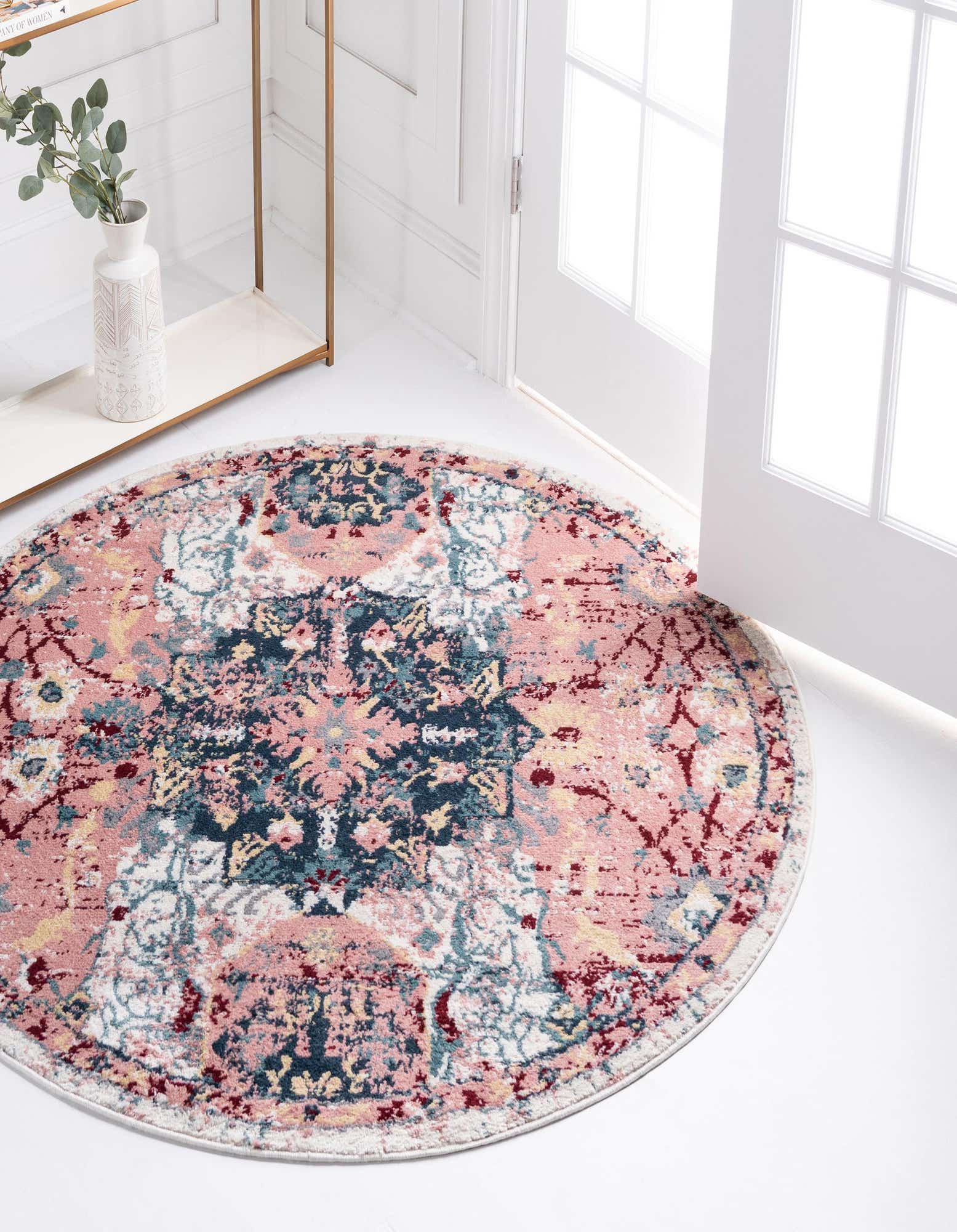 Pink 8' 2 x 8' 2 Charleston Round Rug | eSaleRugs