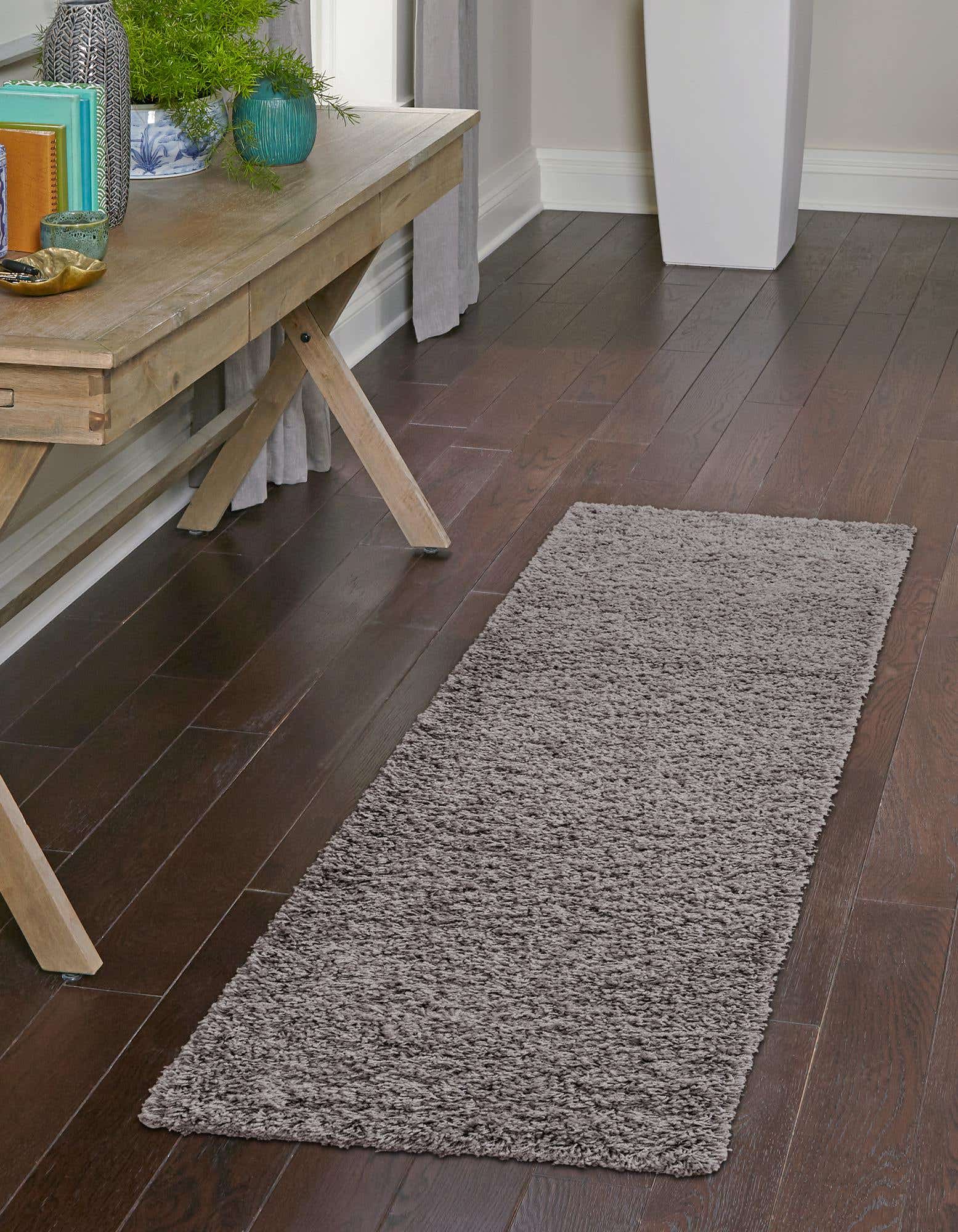 Gray 60cm X 152cm Solid Shag Runner Rug AU Rugs gray-60cm-x-152cm-solid-shag-runner-rug-au-rugs