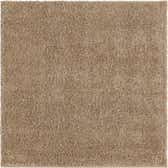 Khaki 4' x 4' Soft Solid Shag Square Rug | Rugs.com