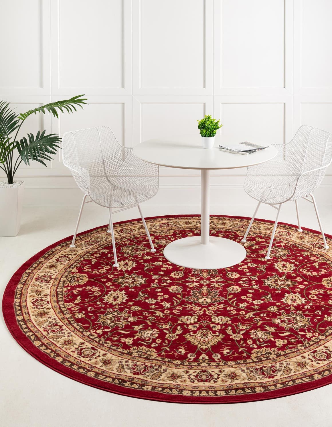 Burgundy 100cm x 100cm Kashan Design Round Rug | AU Rugs
