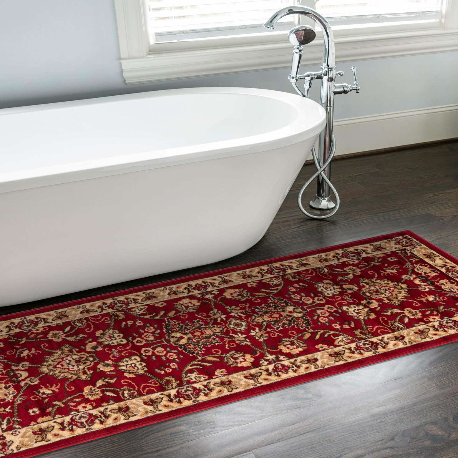 Burgundy 2' 7 x 10' Kashan Design Runner Rug | eSaleRugs