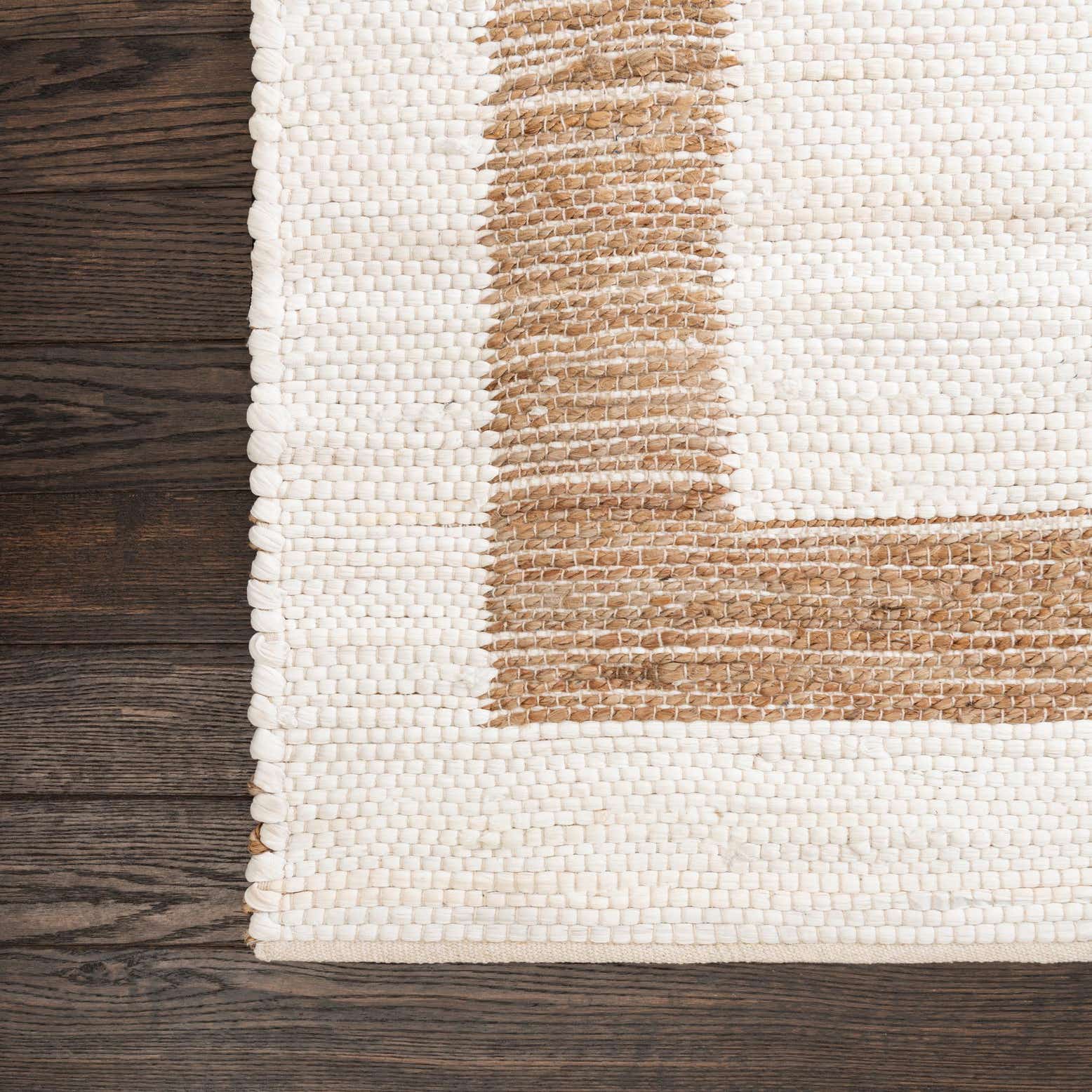 White and Natural 8' x 11' Hand Woven Chindi Jute Rug | HandKnotted.com