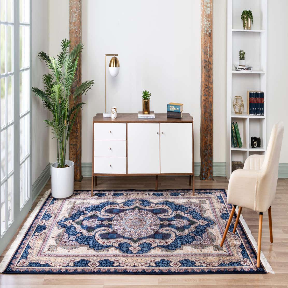 Navy Blue 6' 7 x 9' 10 Dynasty Rug | Rugs.com