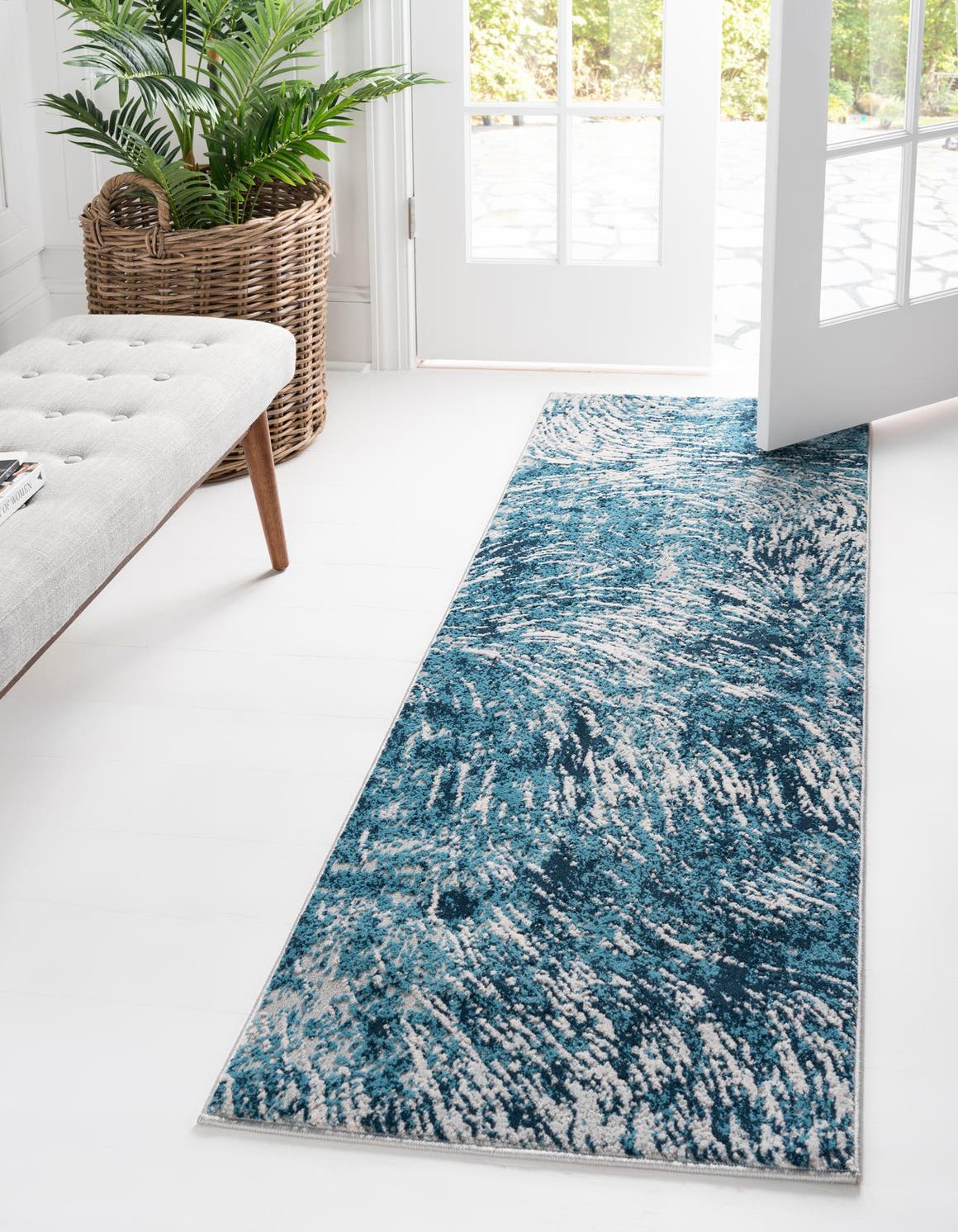 Blue 2' x 12' Oasis Runner Rug | Rugs.com