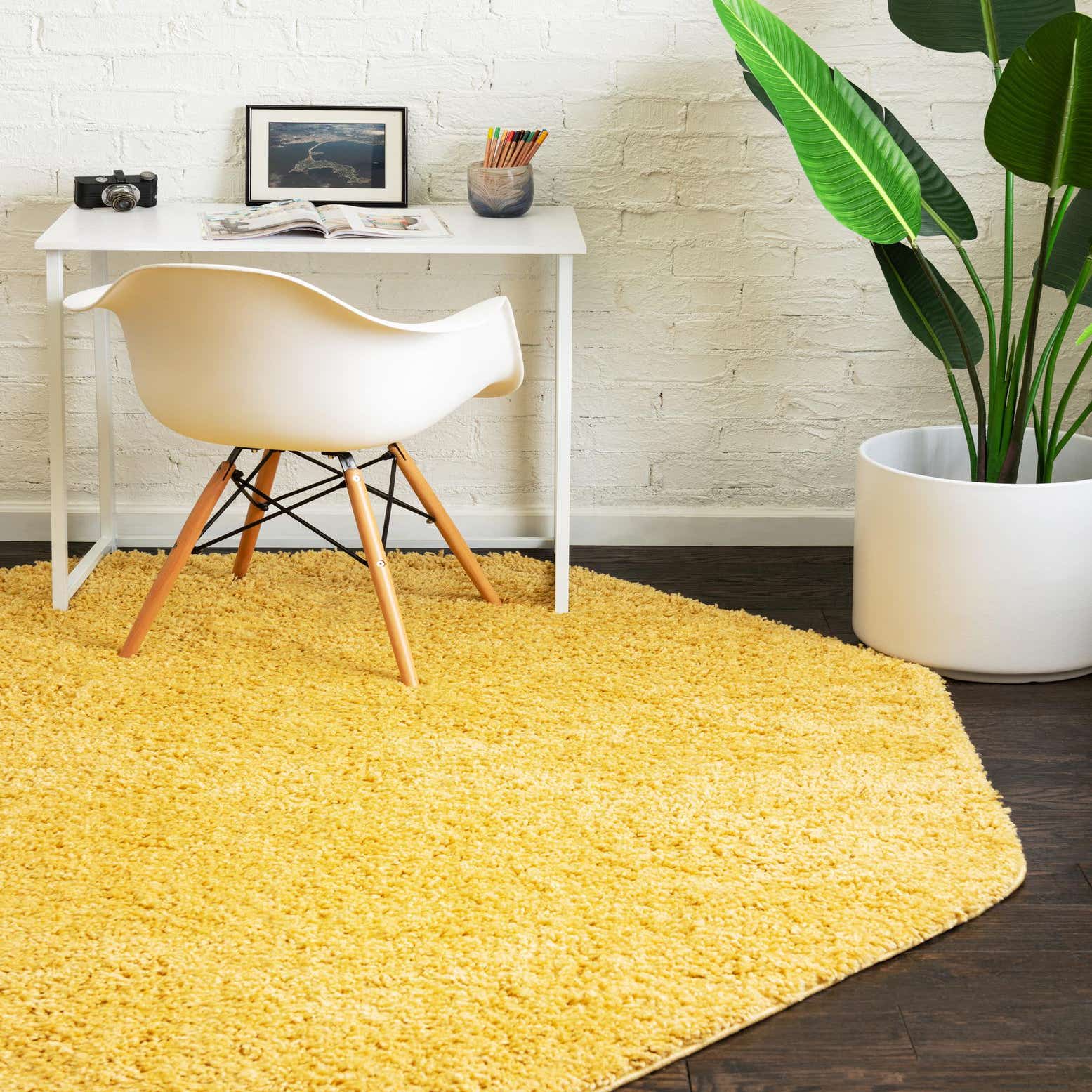 Yellow 4' x 4' Everyday Shag Octagon Rug | Rugs.com